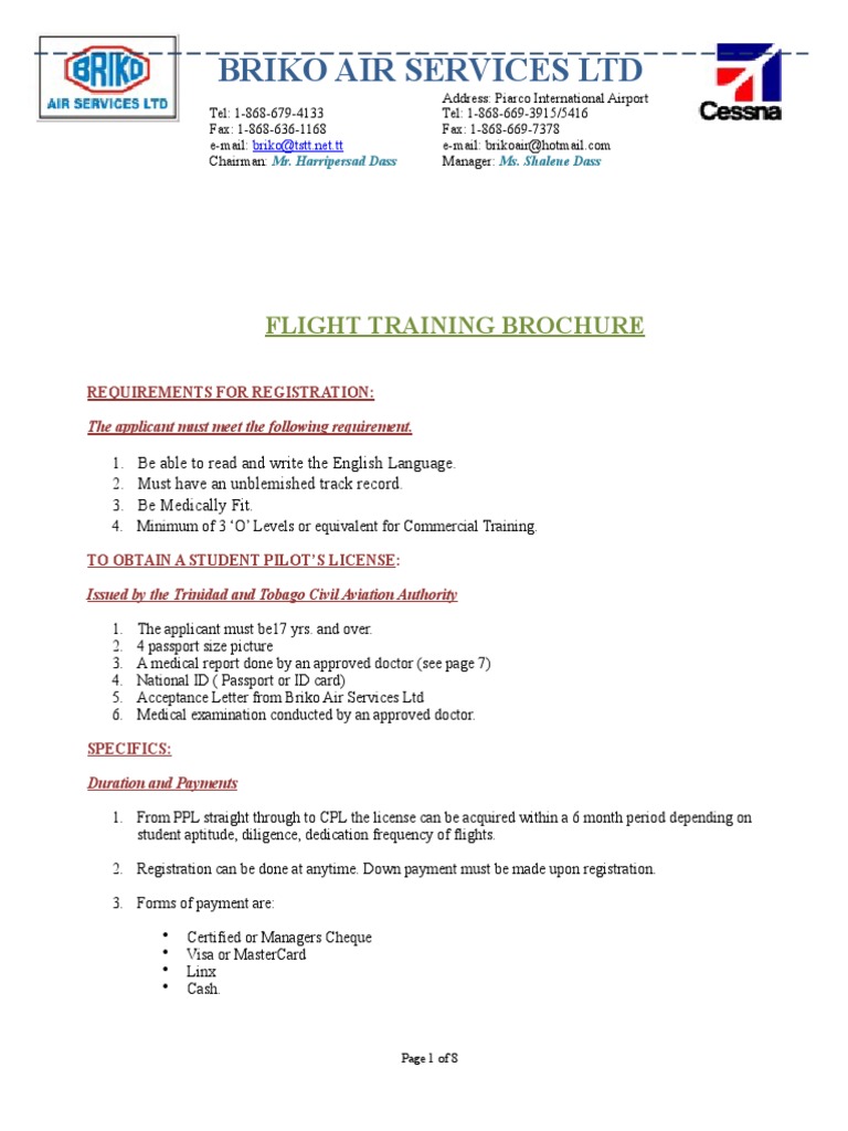 Flight Training Brochure | PDF | Identity Document | Business