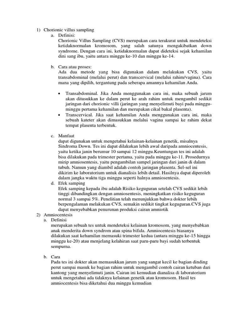 Chorionic Villus Sampling | PDF