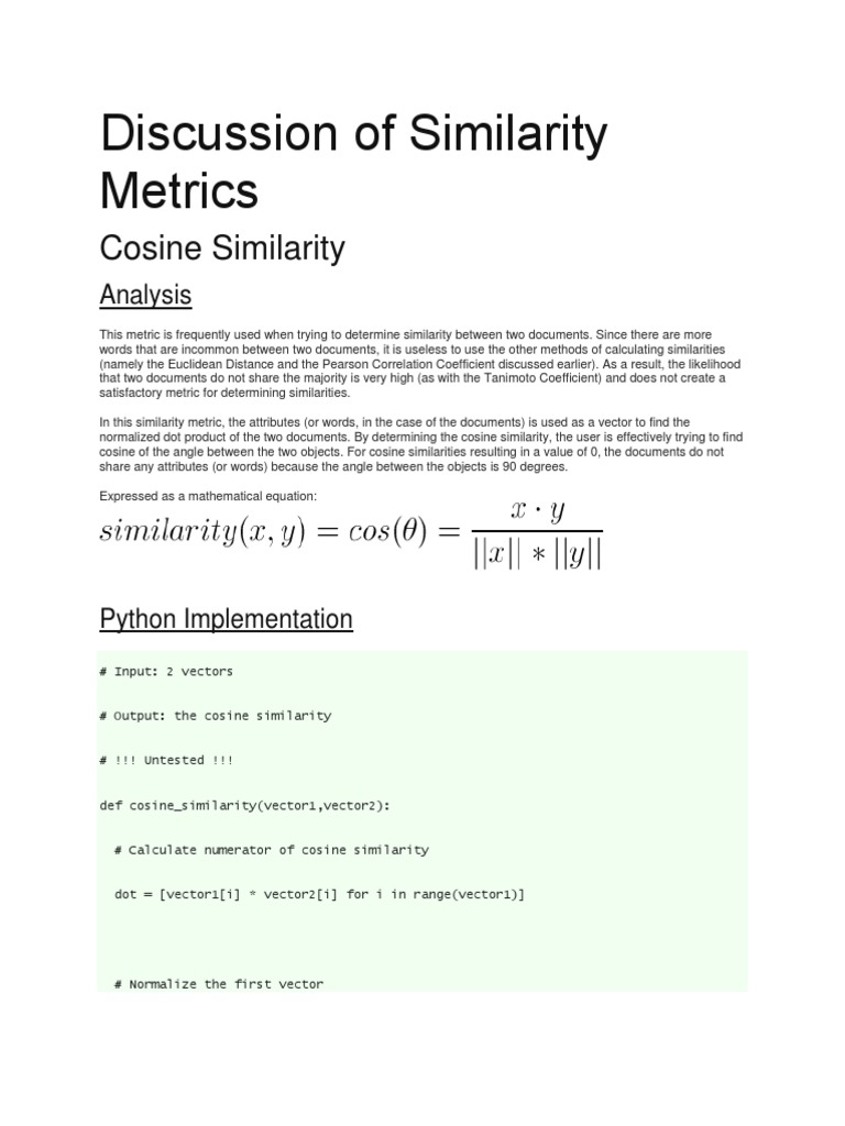 Rumus Cosine Similarity | PDF