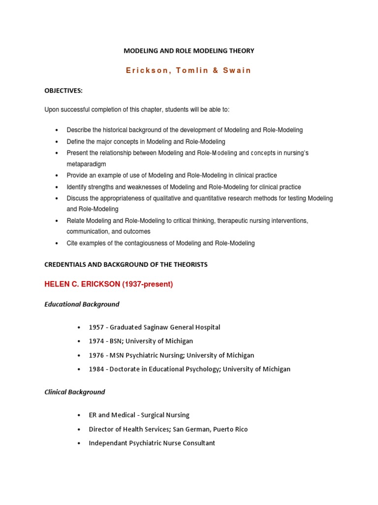Modeling and Role Modeling Theory | PDF | Nursing | Attachment Theory