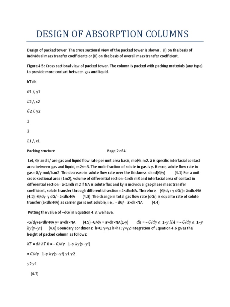 Design of Absorption Columns | PDF | Gases | Solution