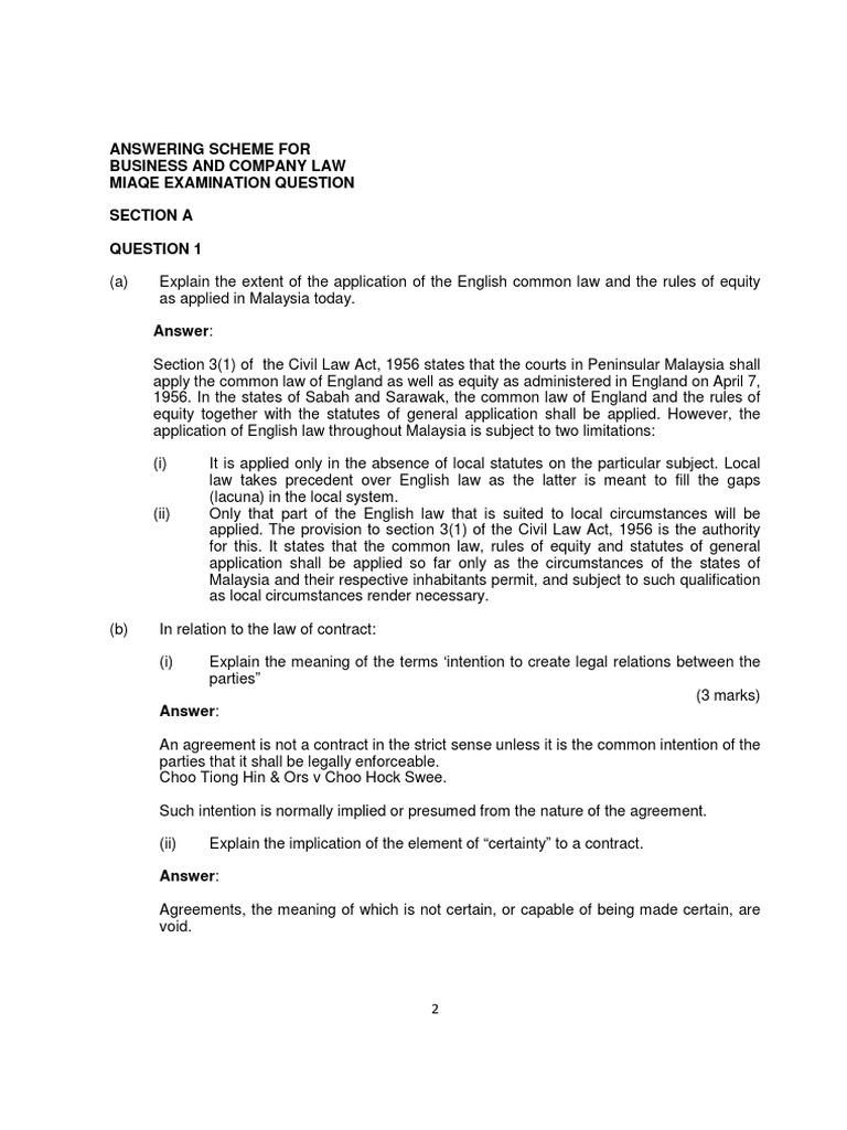 Business Law Exam Answer Guide | PDF | Partnership | Law Of Agency