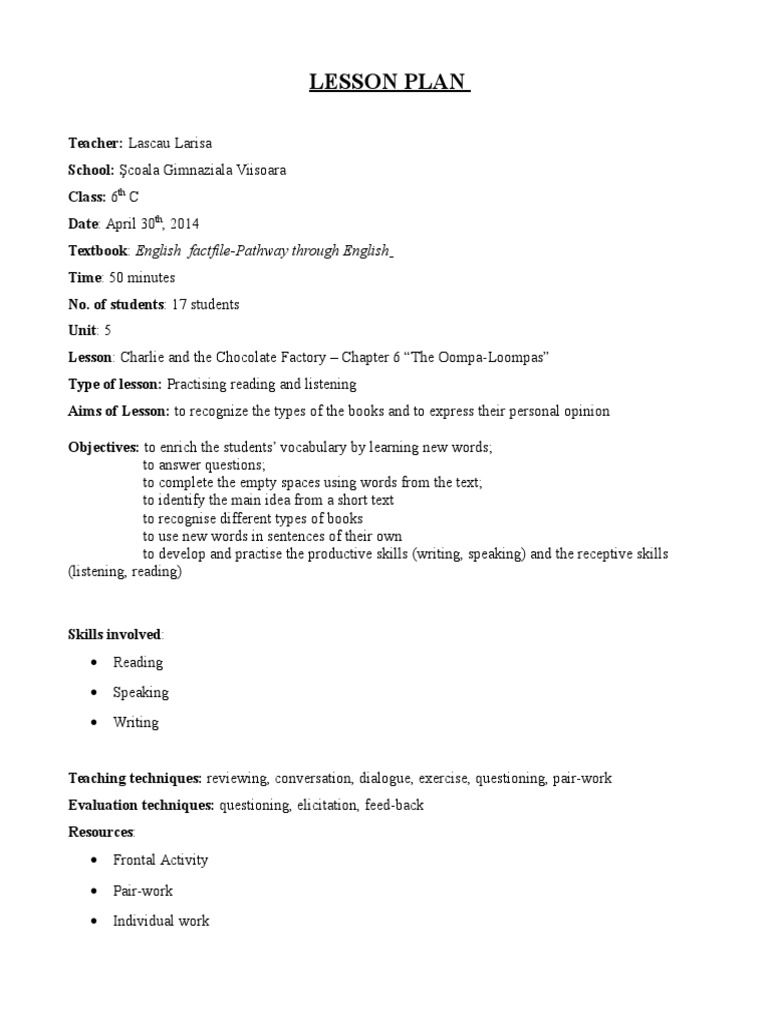 Lesson Plan Inspectie - 6 | PDF | Art