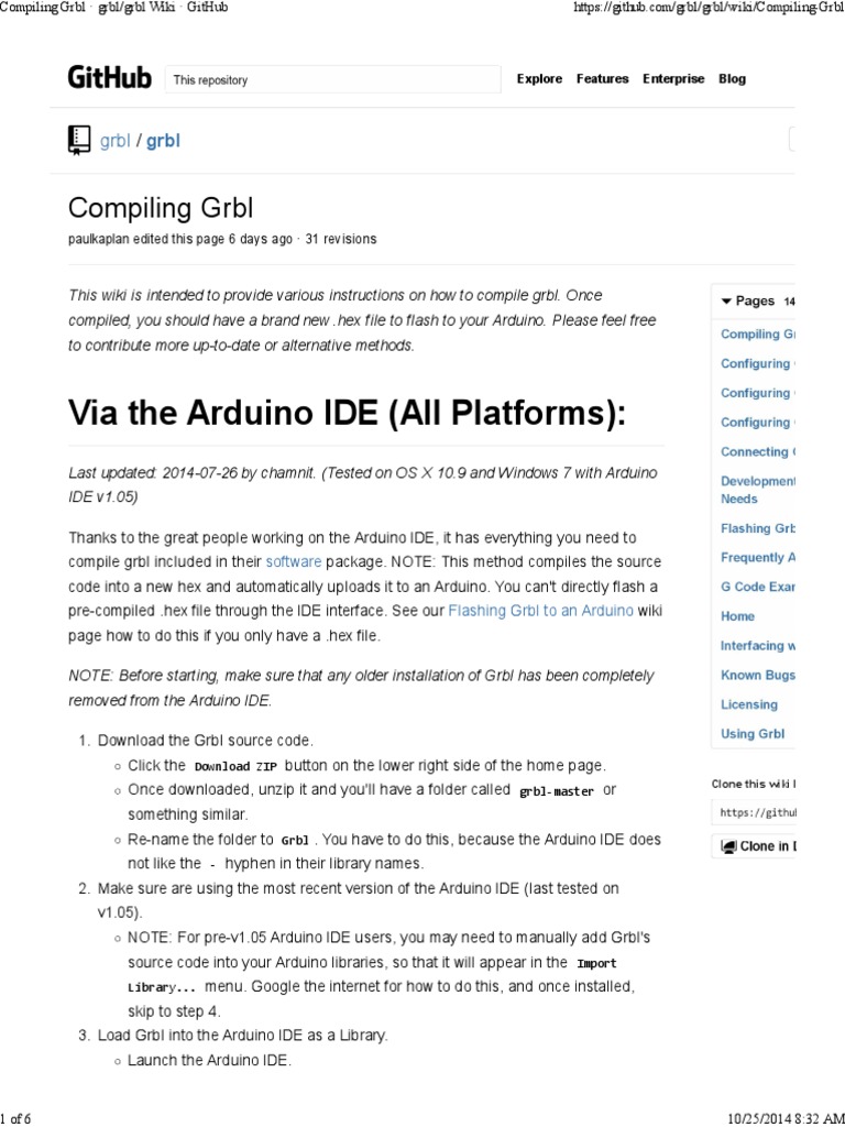 Compiling GRBL GRBL Wiki GitHub | PDF | Arduino | Integrated Development Environment