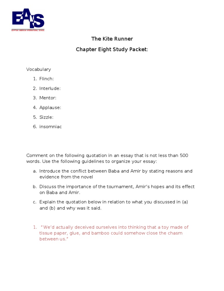 Chapter 8 Analysis of The Kite Runner | PDF