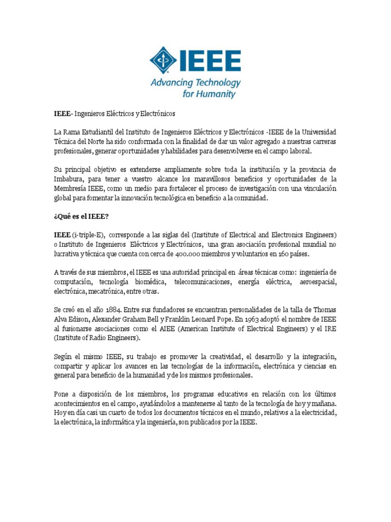 Informacion Ieee PDF | PDF | Instituto de Ingenieros Eléctricos y Electrónicos | Ciencia y ...