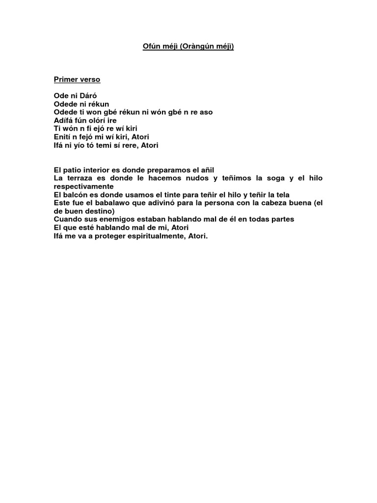 Ofún Méjì (Oragun Meji) | PDF