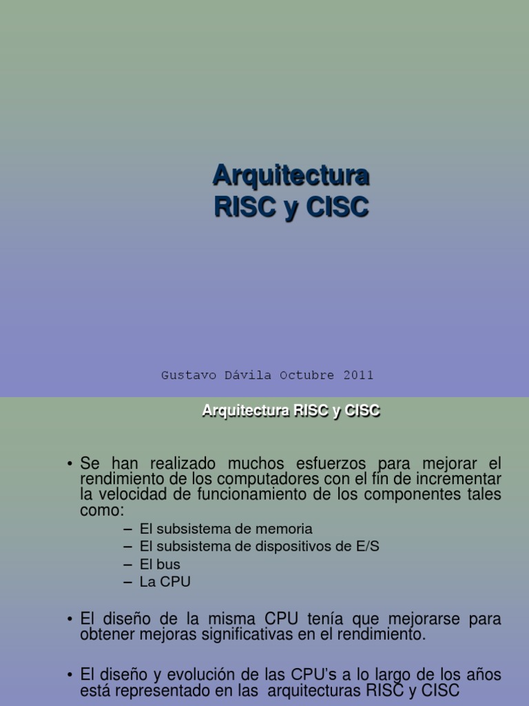 Risc Cisc PDF | PDF | Conjunto de instrucciones | Unidad Central de procesamiento