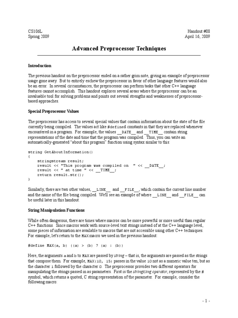 Advanced Preprocessor Techniques | PDF | Computer Programming ... Advanced Preprocessor Techniques | PDF | Computer Programming ...