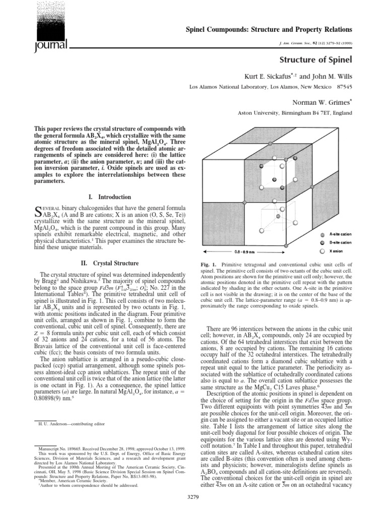 Spinel Structure for Material Scientists | PDF | Crystal Structure ...
