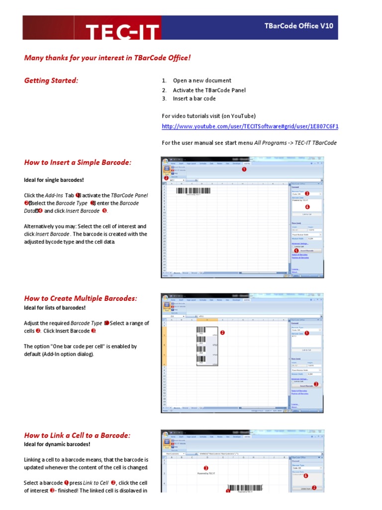 Many Thanks For Your Interest in Tbarcode Office! Getting Started | PDF ...