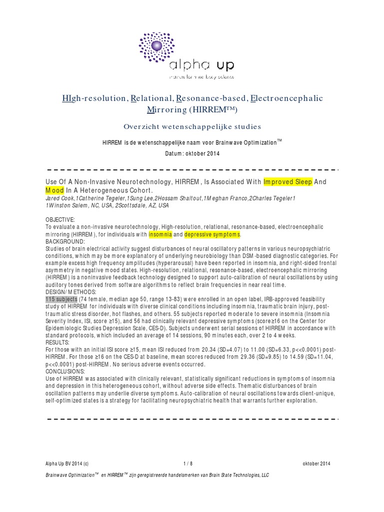 Overzicht HIRREM Research (Oktober 2014) | PDF | Neural Oscillation ...