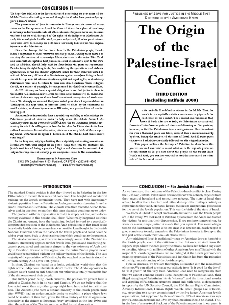 The Origin of The Palestine-Israel Conflict-Booklet | PDF