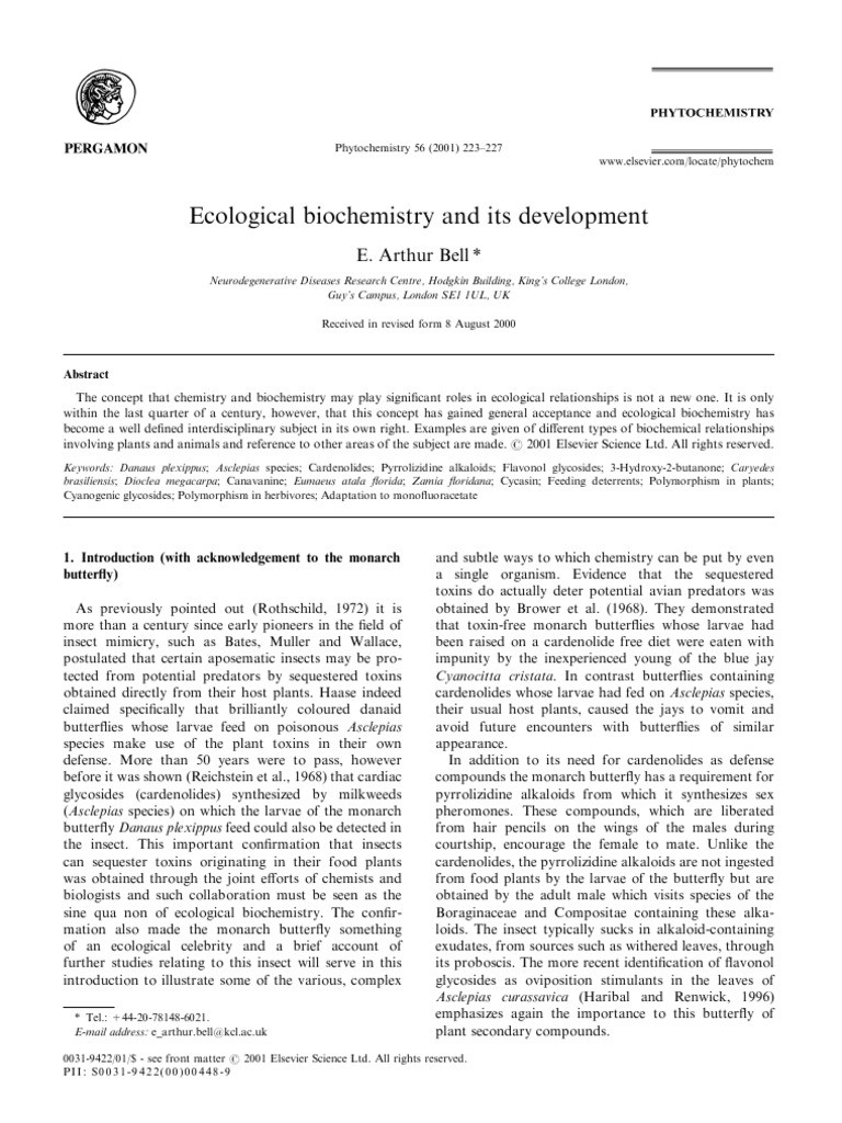 Ecological Biochemistry and Its Development PDF | PDF | Cyanide | Herbivore