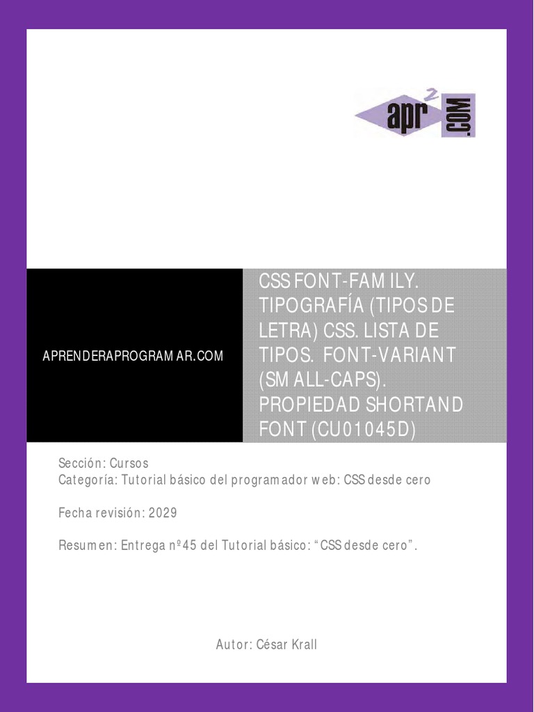 CU01045D Css Font-Family Tipos Letra Font-Variant Shortand Font Small ...