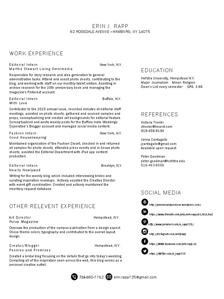 Erin Rapp Resume | PDF | Blog | Mass Media