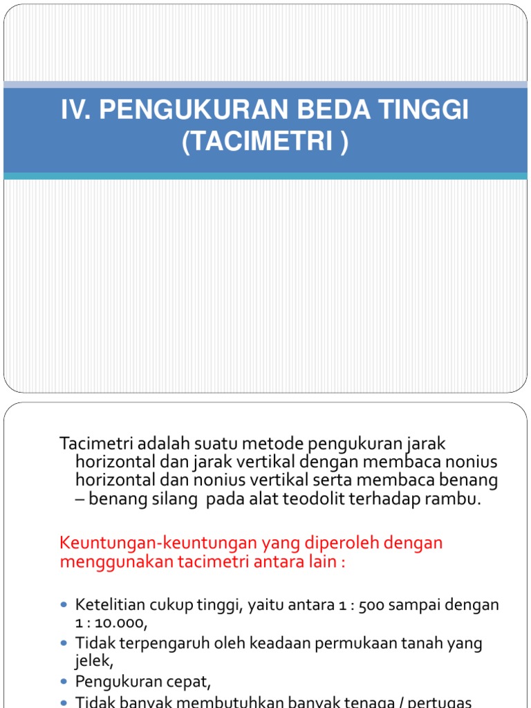 Pengukuran Beda Tinggi Tacimetri | PDF