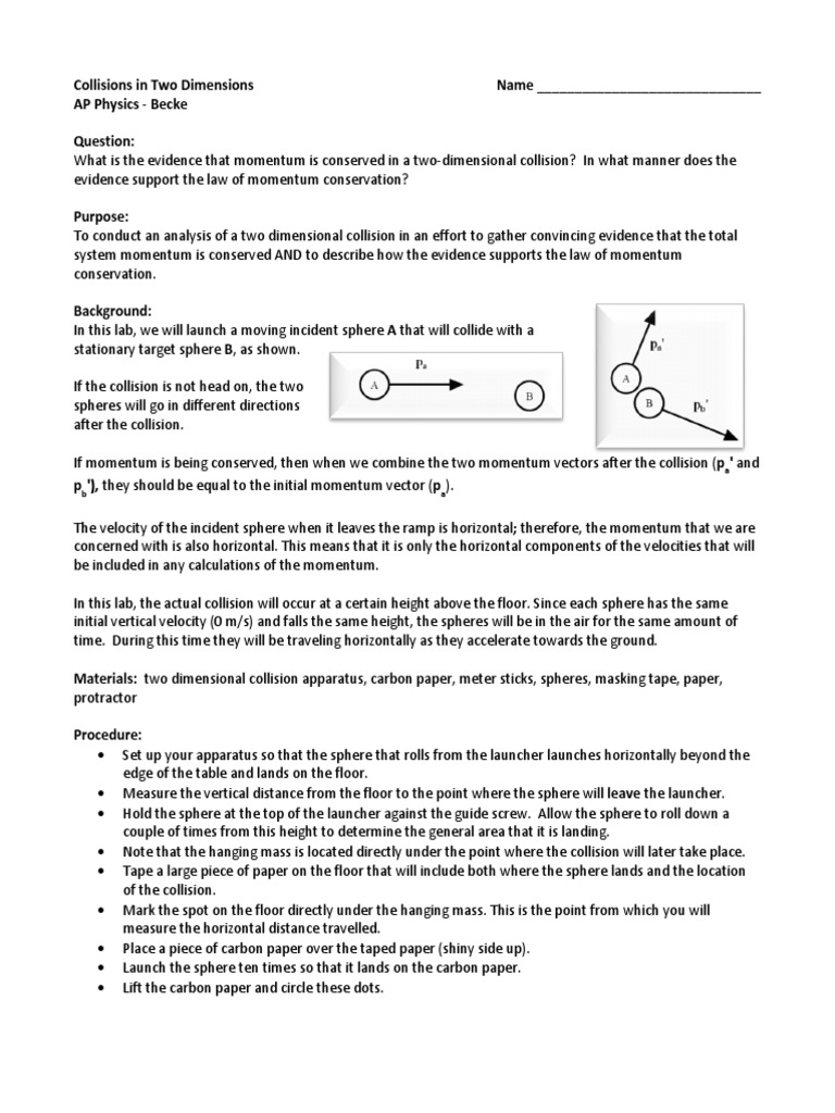 Analyzing Two-Dimensional Collisions | PDF | Collision | Momentum