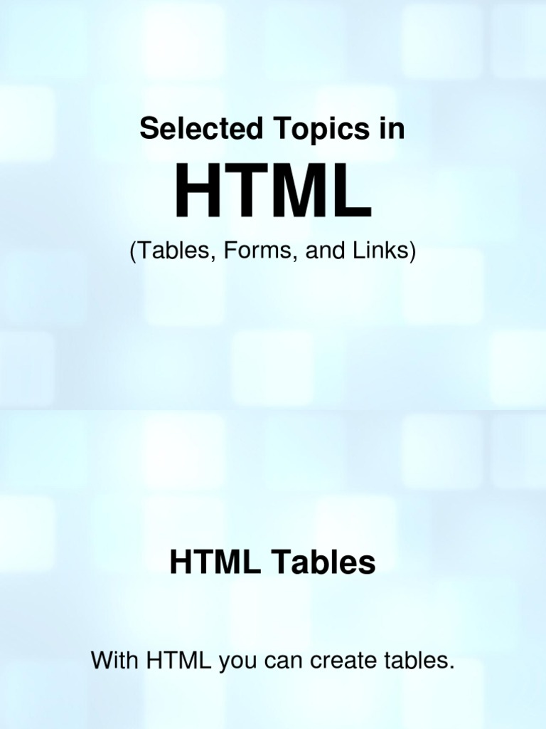 HTML Tables, Forms, and Links | PDF | Html Element | Hyperlink