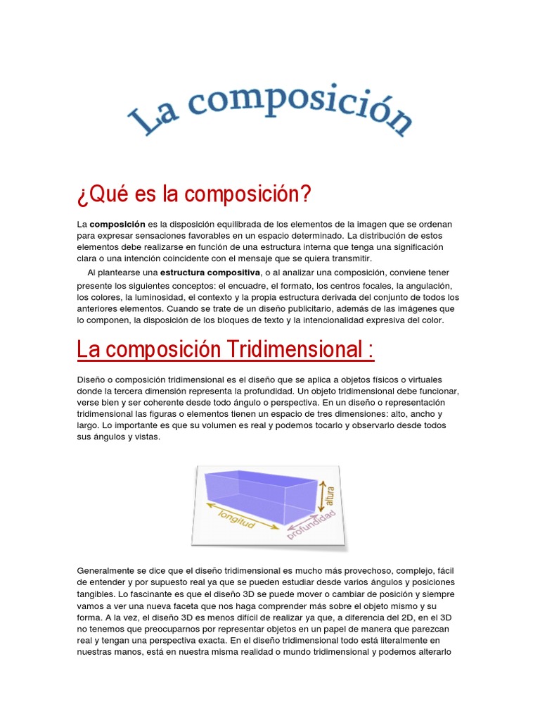 La Composicion | PDF | Composición (artes visuales) | Dimensión