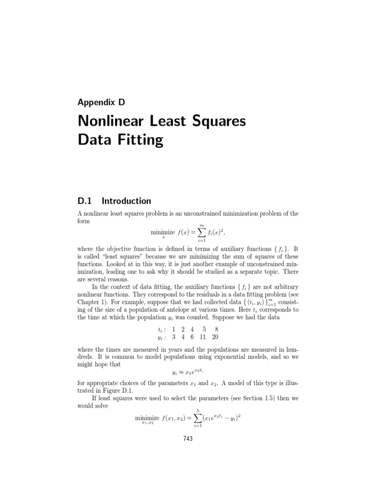 Nonlinear Least Squares Data Fitting Appendix D Pdf Least Squares Errors And Residuals