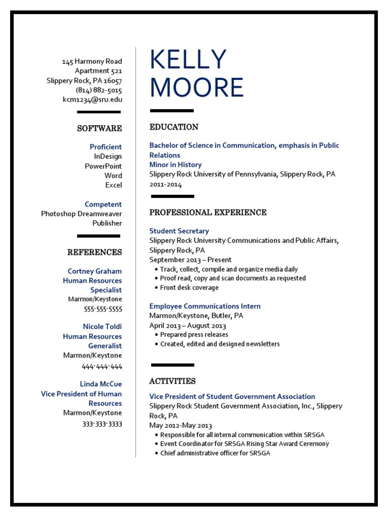Kelly Moore's Resume and Skills Overview | PDF