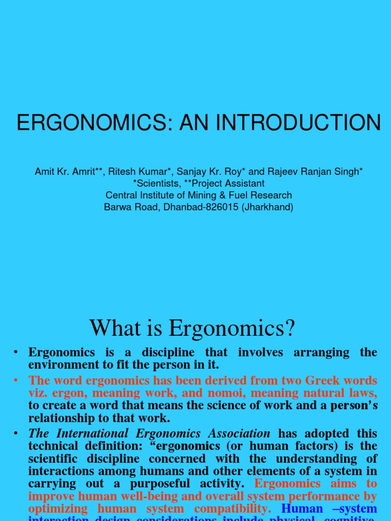 Ergonomics: An Introduction | PDF | Human Factors And Ergonomics ...