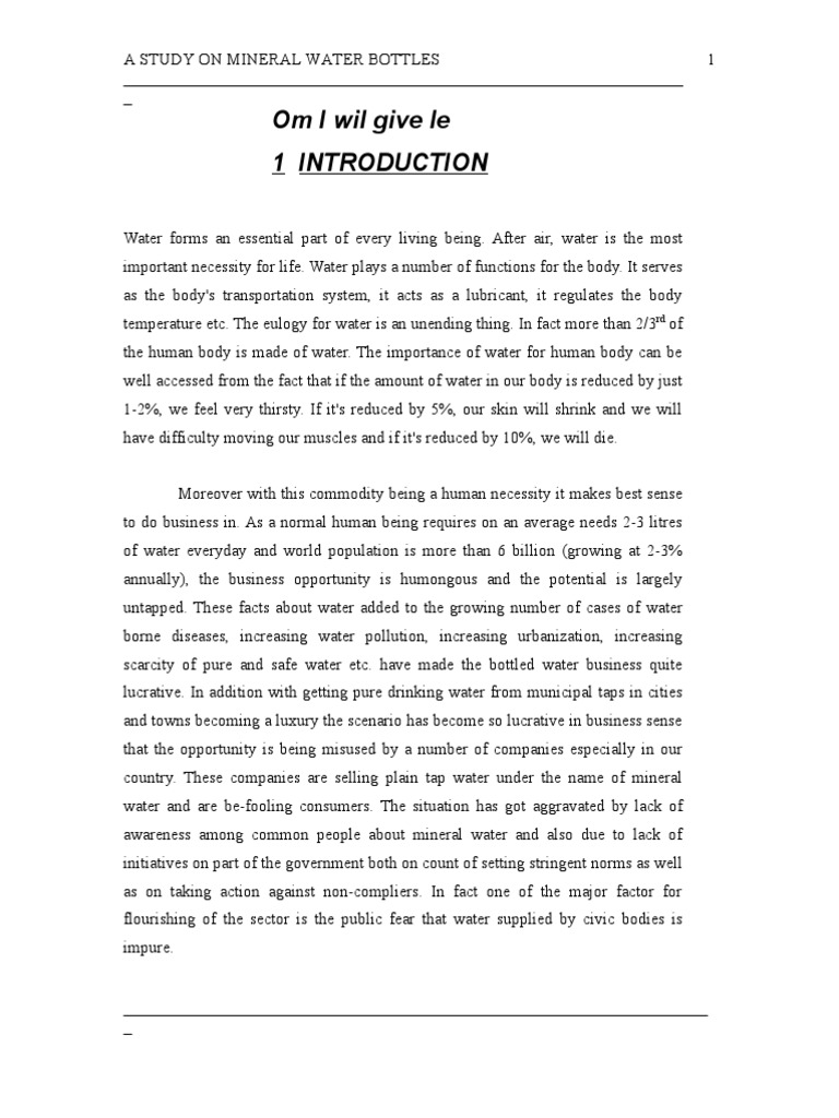 Overview of the Mineral Water Industry | PDF | Bottled Water | Water ...