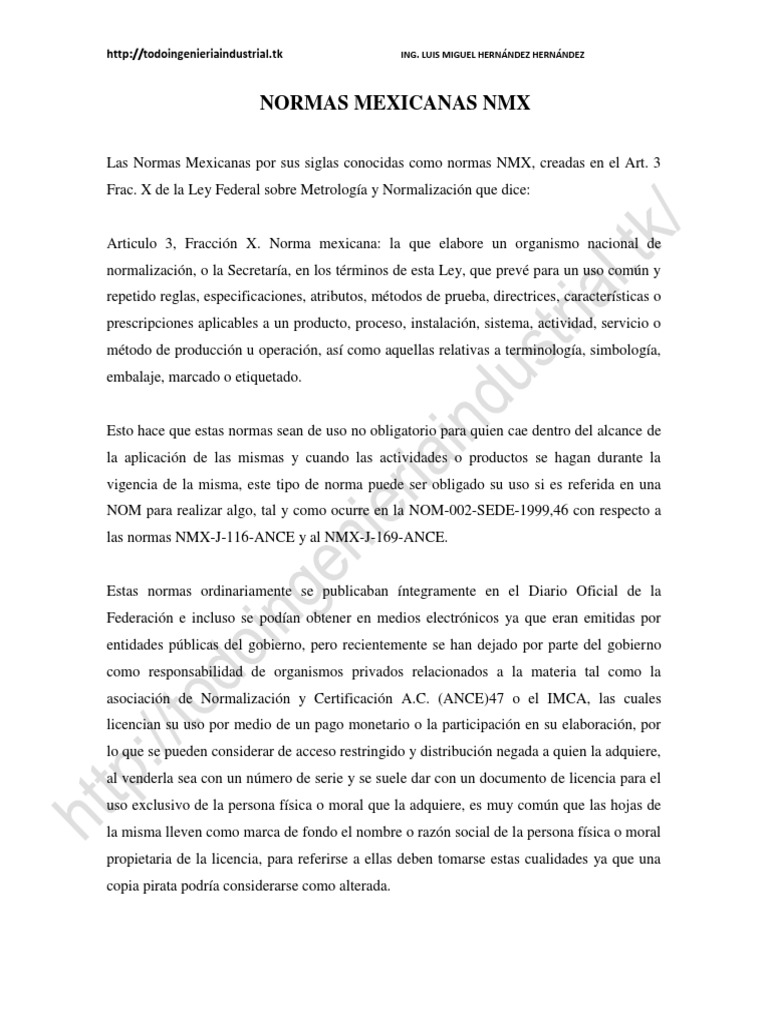 1 6 Normas Mexicanas NMX PDF | PDF