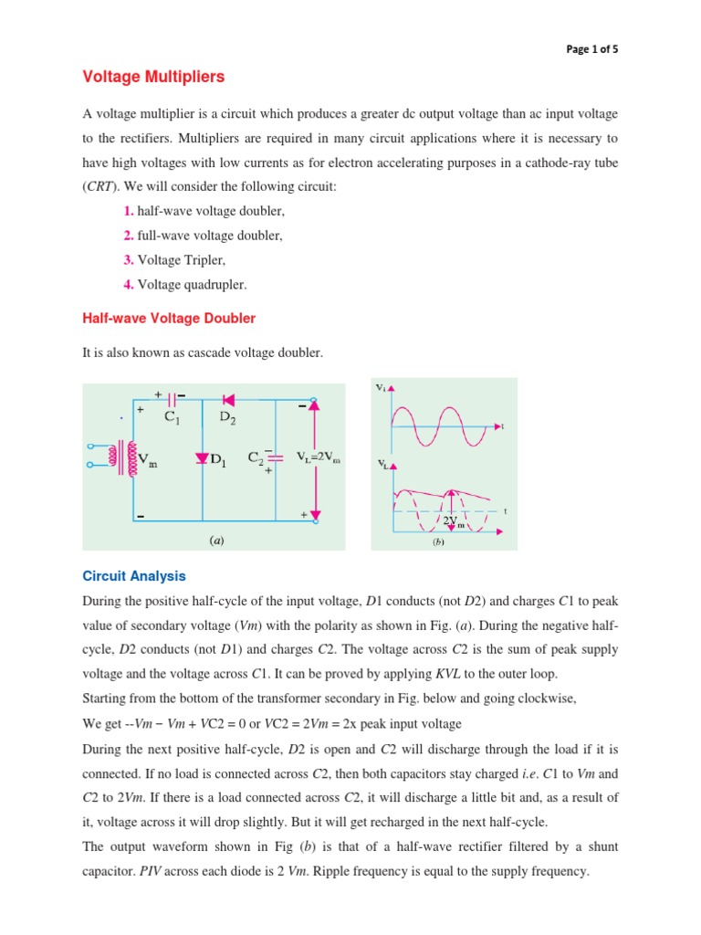 Voltage Multipliers: Half-wave Voltage Doubler