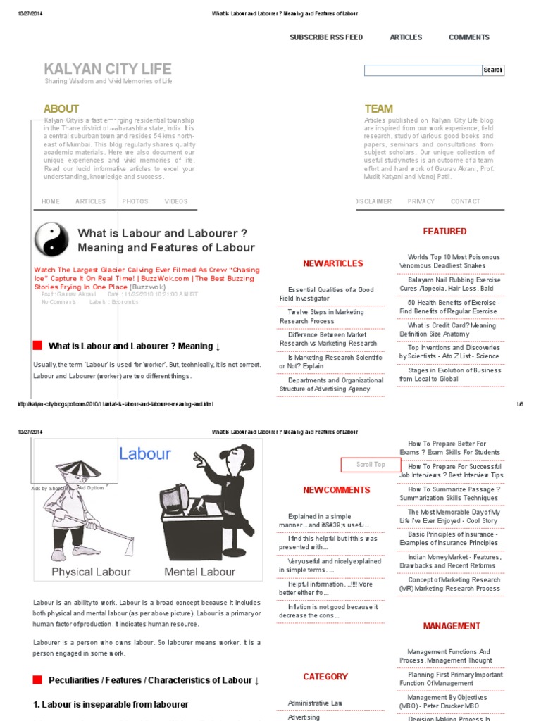 What is Labour and Labourer _ Meaning and Features of Labour ...