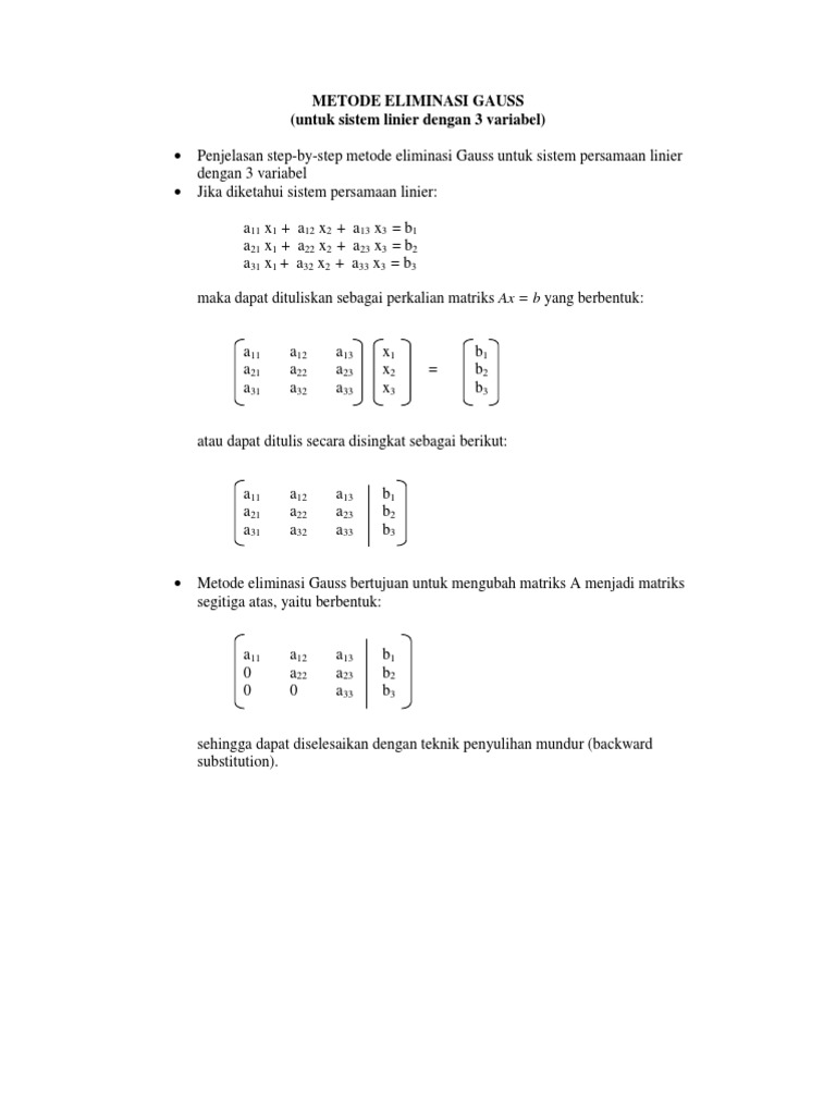 Panduan Eliminasi Gauss | PDF