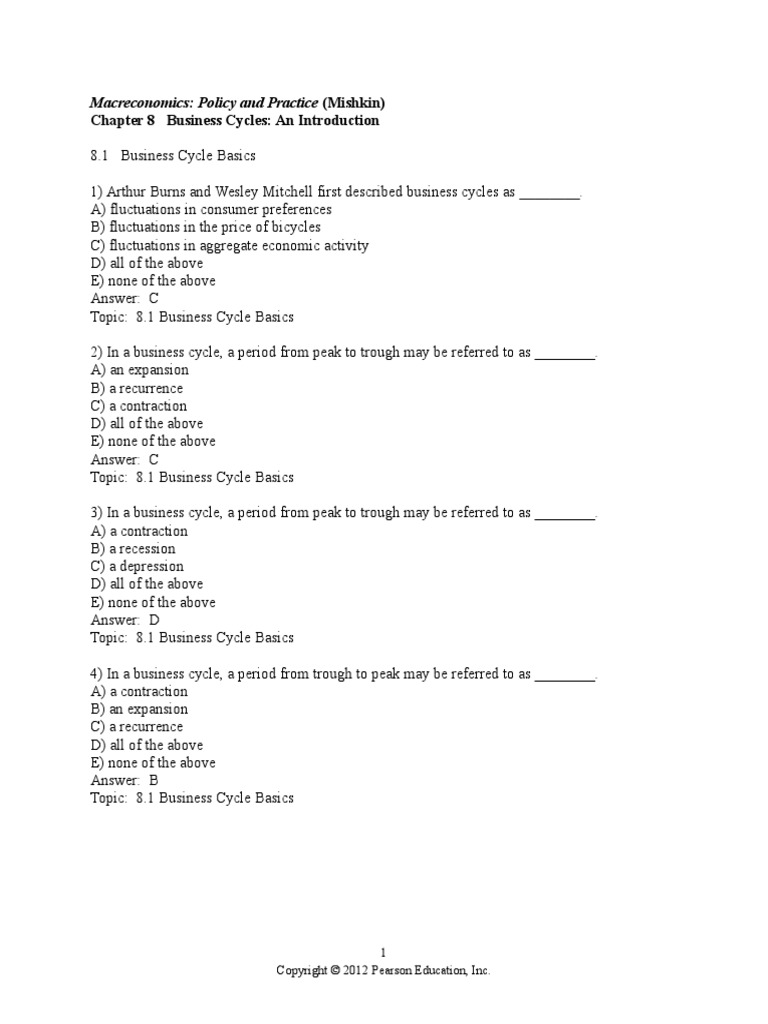 Chapter 8 Mishkin | PDF | Procyclical And Countercyclical | Business Cycle
