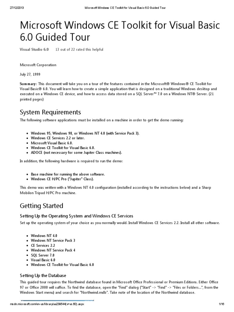 Microsoft Windows CE Toolkit For Visual Basic 6 PDF | PDF | Microsoft ...