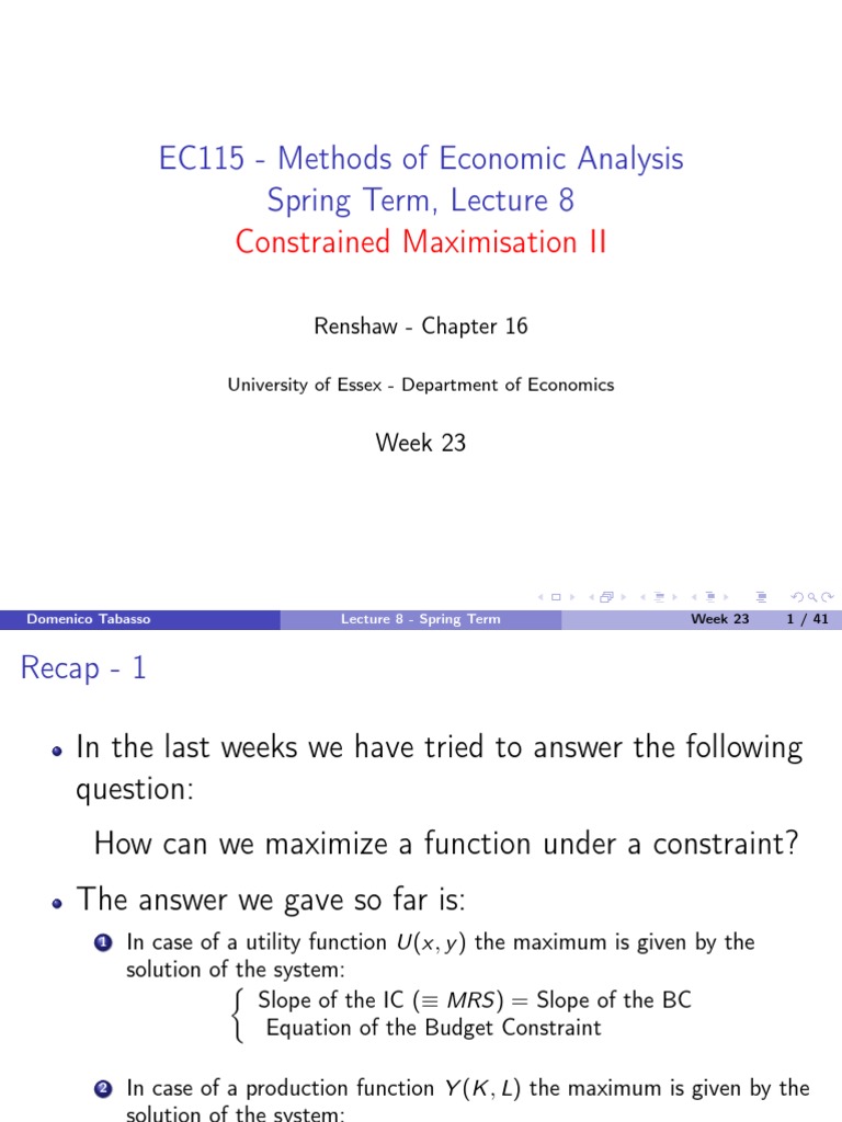 Constrained Maximisation II | Download Free PDF | Mathematical ...