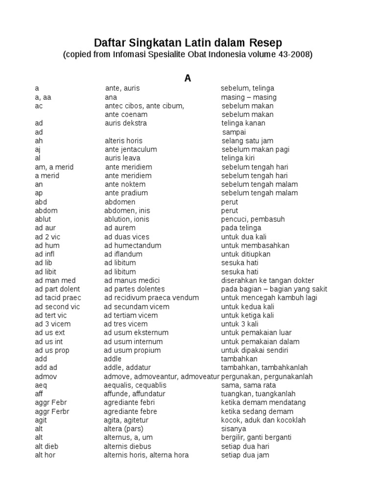 Nama Latin Farmasi - Perumperindo.co.id