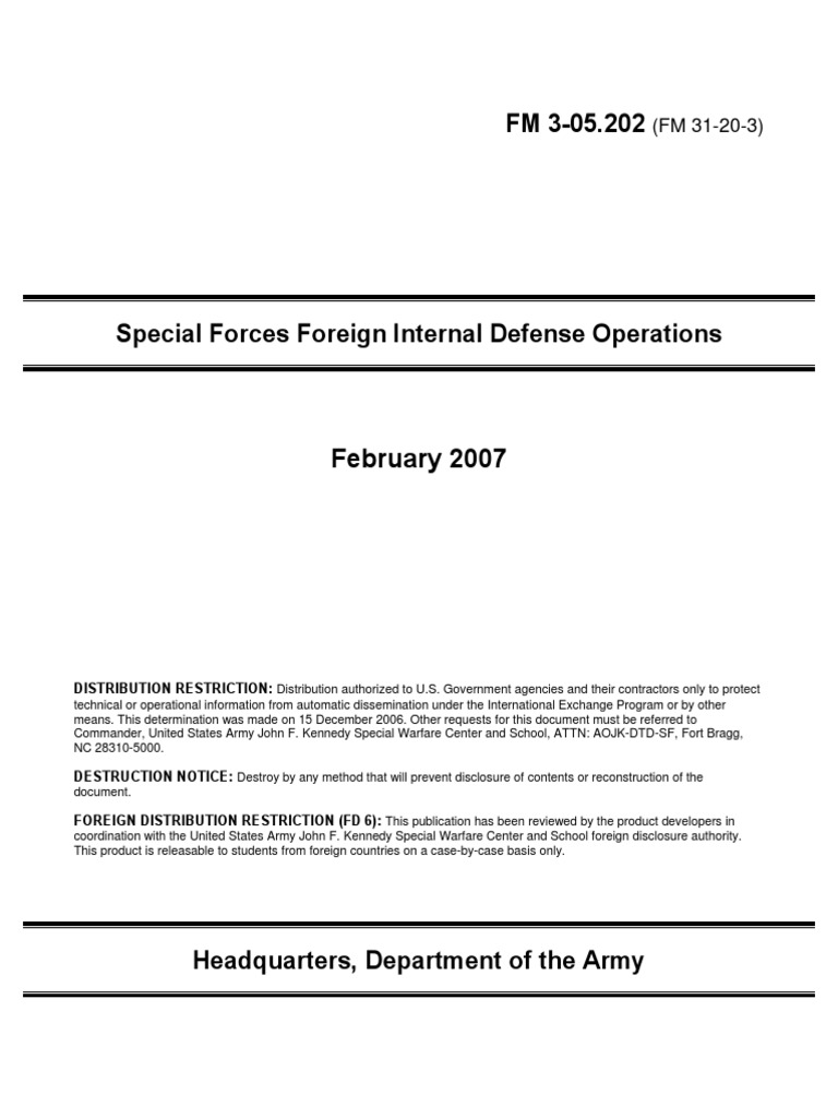 FM 31-20-3 (FM 3-05.202) - SOF FID Operations (2007) PDF | PDF