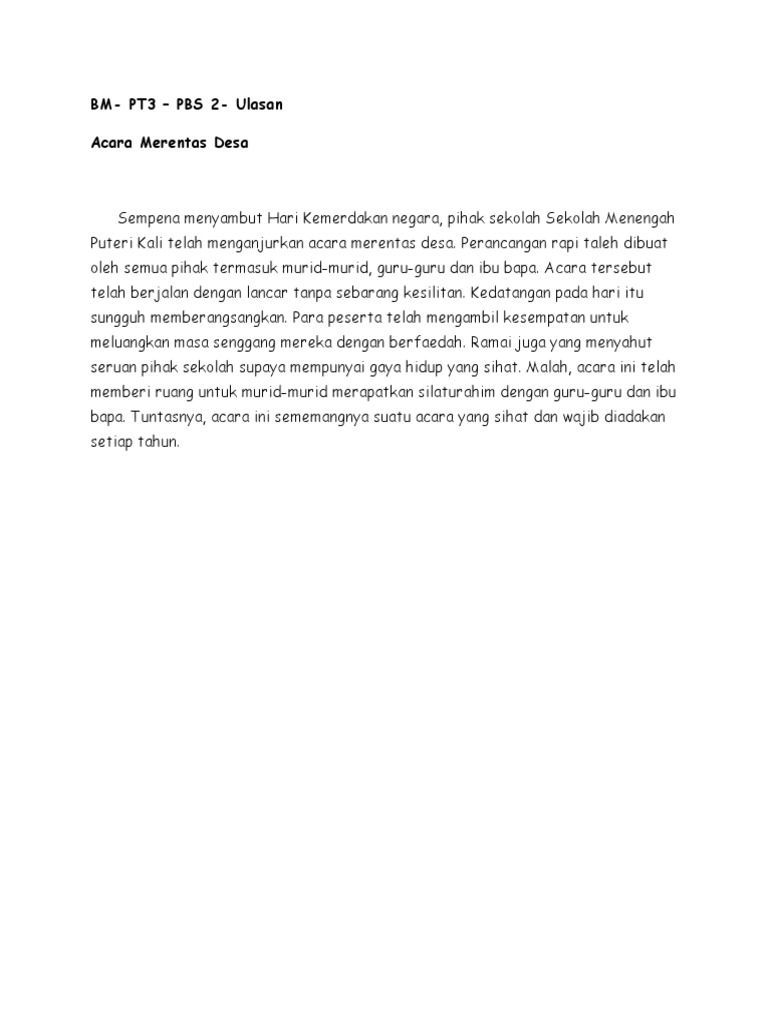 BM1 - Pt3 - Ulasan - Merentas Desa | PDF