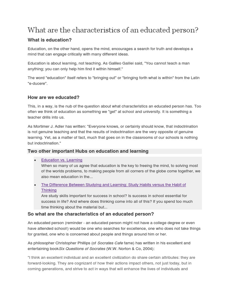 Characteristics of an Educated Person | PDF | Well Being | Learning