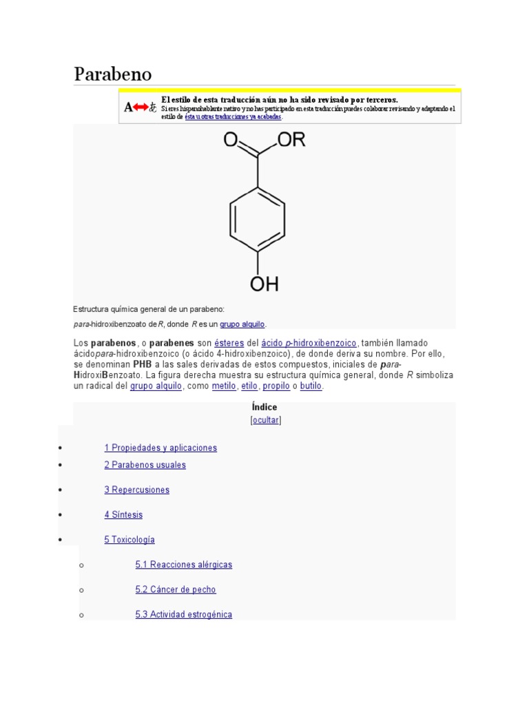 Estructura y usos de los parabenos | PDF | Compuestos orgánicos | Química