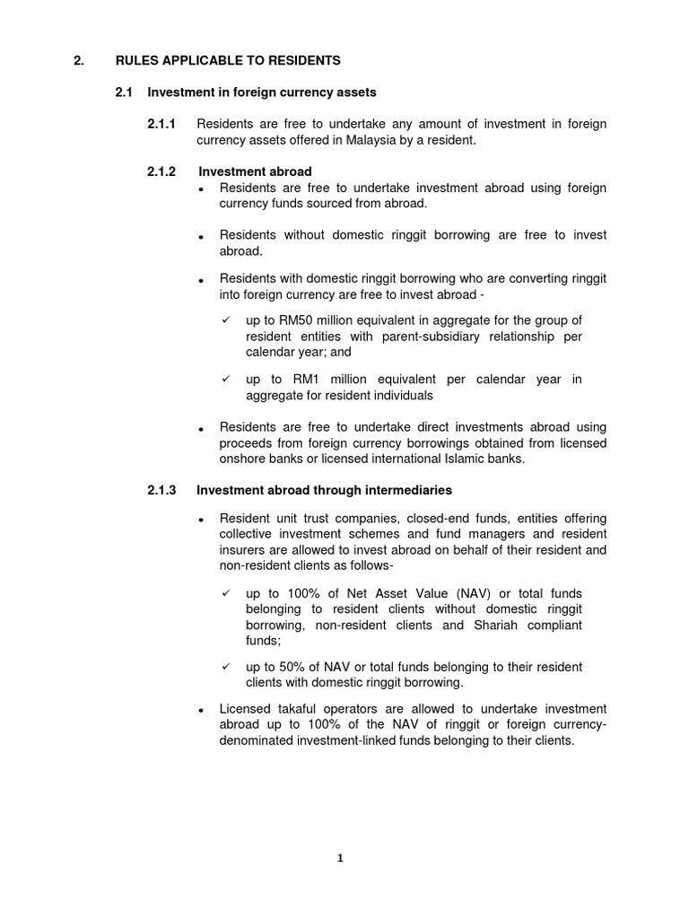 Malaysia's Foreign Exchange Rules Overview | PDF | Securities (Finance ...