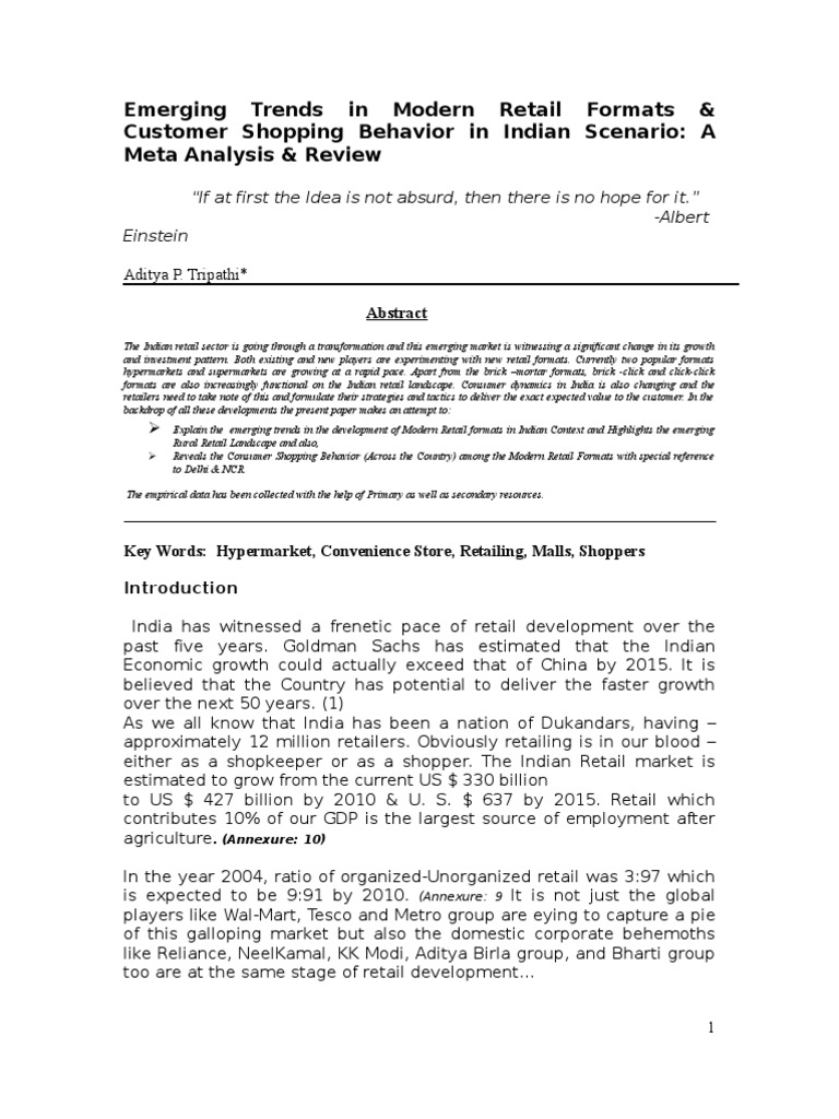 Emerging Trends in Modern Retail Formats-Ggsipu | PDF | Retail ...