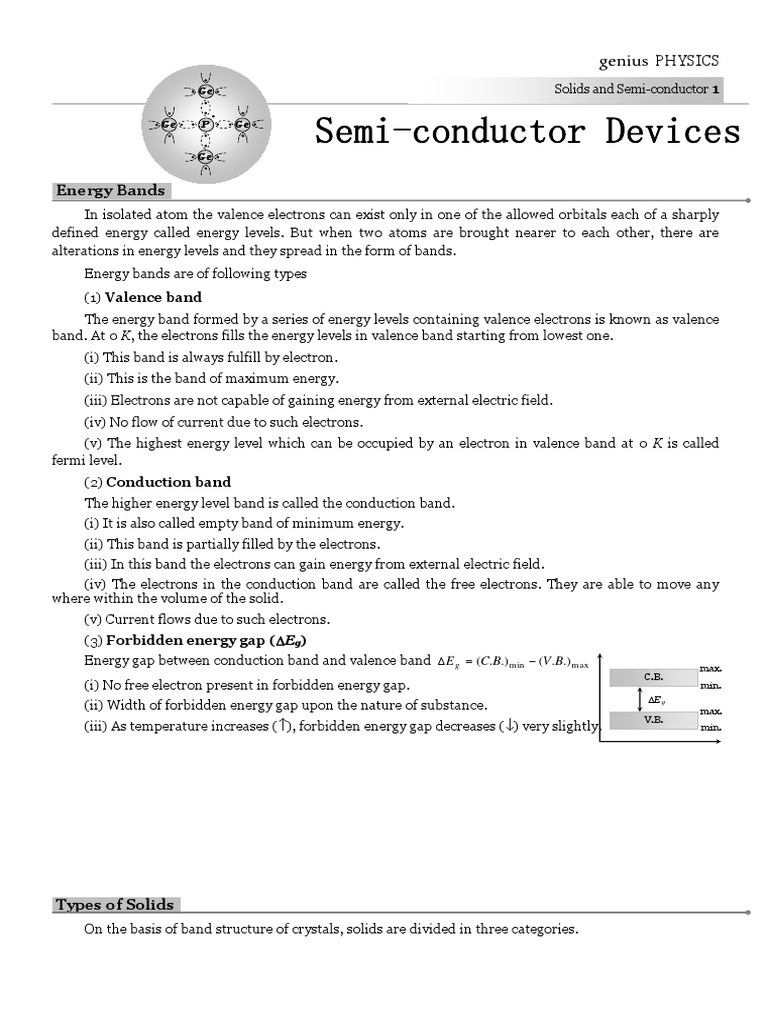 Solid and Semiconductor Notes | PDF | P–N Junction | Semiconductors