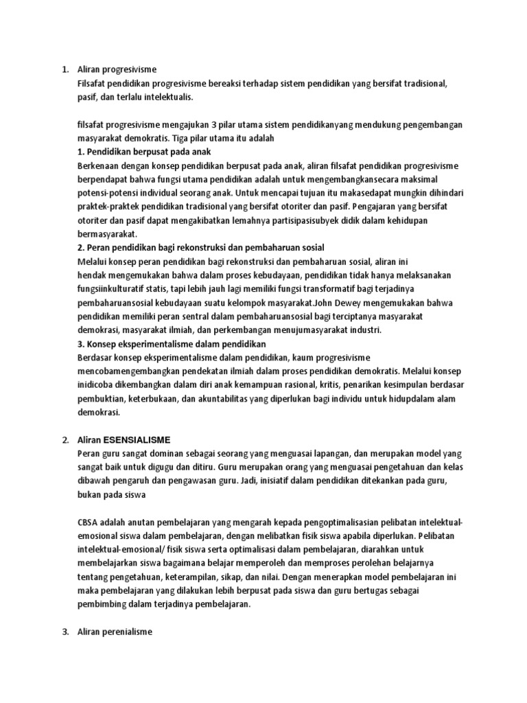 Aliran Progresivisme | PDF | Sains & Matematika