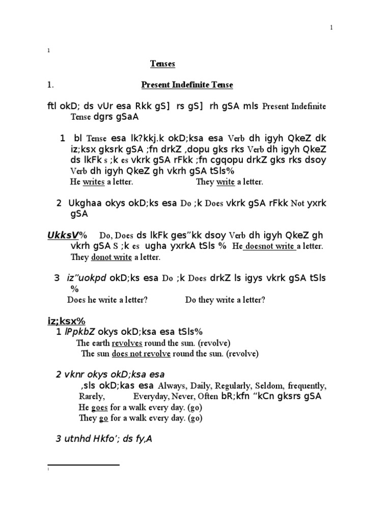 Ukksv% Do, Does Ds LKFK Ges"Kk Dsoy Verb DH Igyh Qkez GH: Iz KSX% | PDF ...