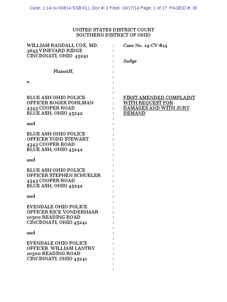 1 14 CV 00814 SSB KLL D 2 | Download Free PDF | Intentional Infliction ...