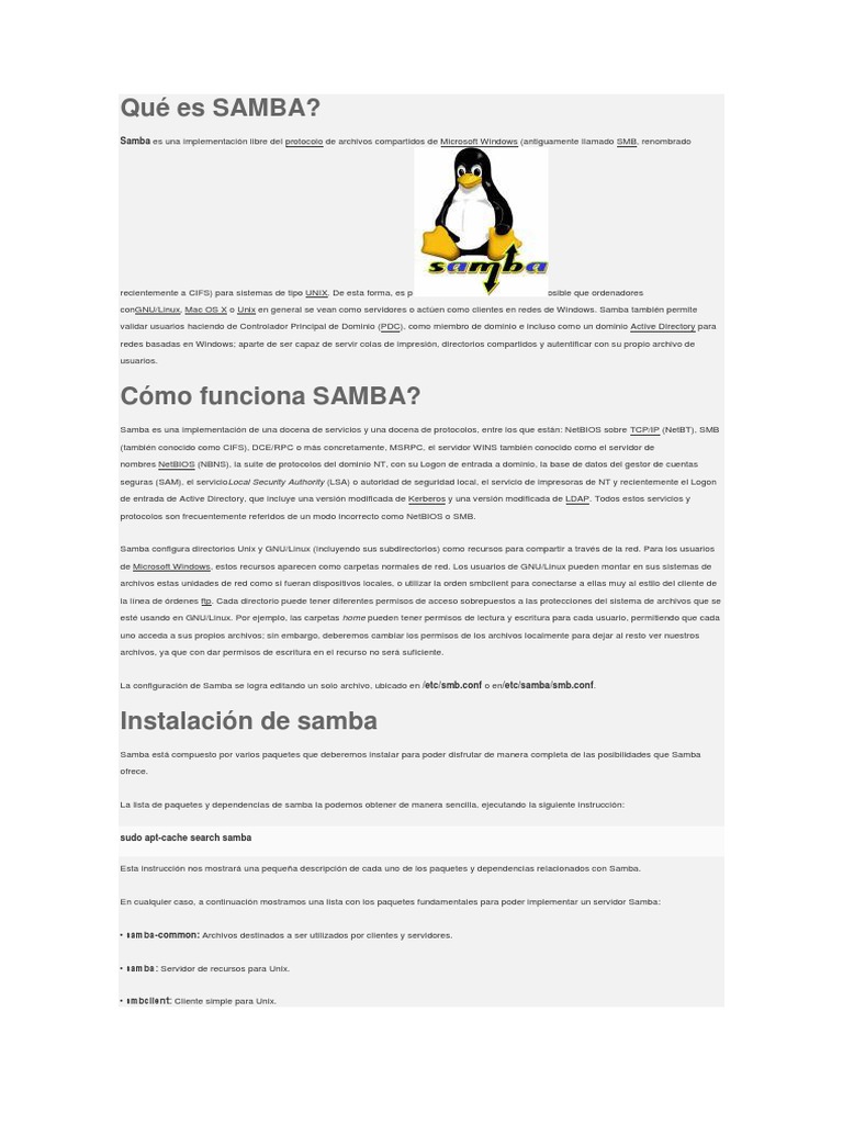Qué Es SAMBA | PDF | Protocolos Osi | Software Unix