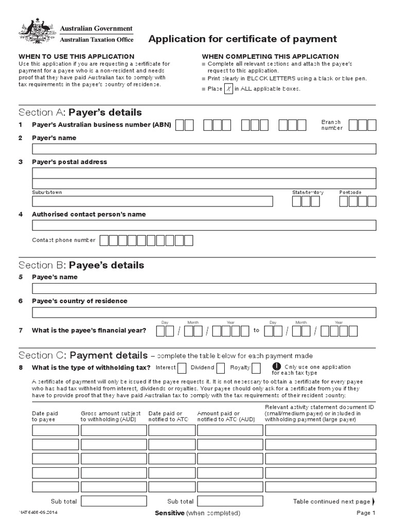 Application For Certificate of Paymentqc19417 | PDF | Withholding Tax ...