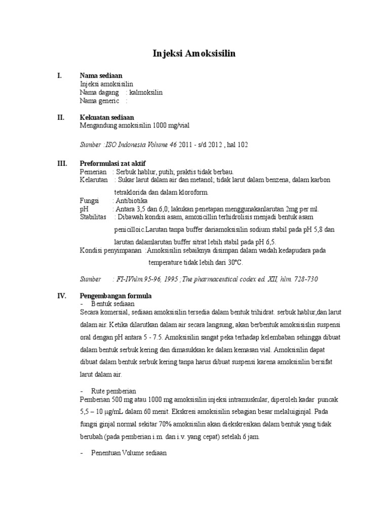 Injeksi Amoksisilin | PDF