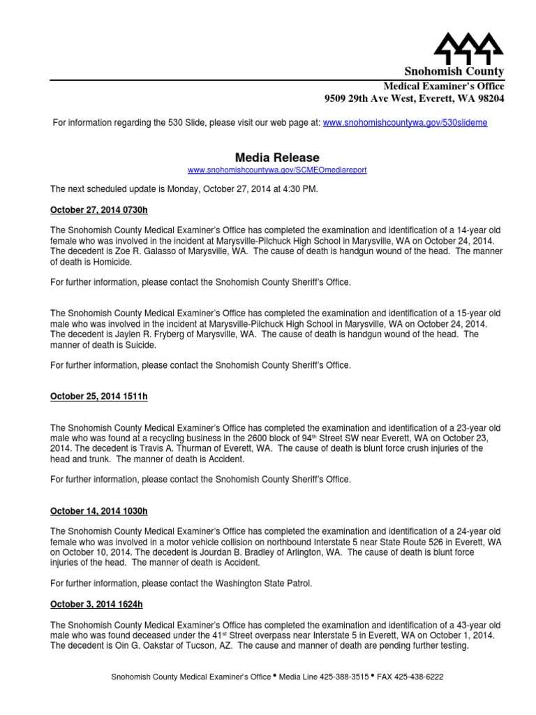 Snohomish County Medical Examiner | Download Free PDF | Death | Traffic ... Snohomish County Medical Examiner | Download Free PDF | Death | Traffic ...